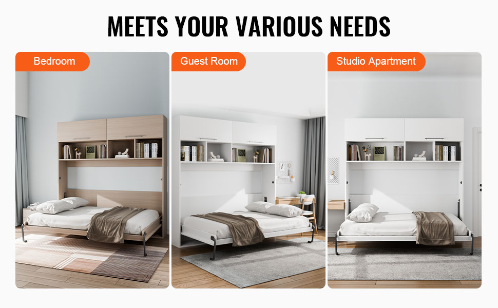 VEVOR Murphy Bed Kit Full Deluxe DIY Wall Bed Mechanical Hardware Kit Folding | VEVOR US