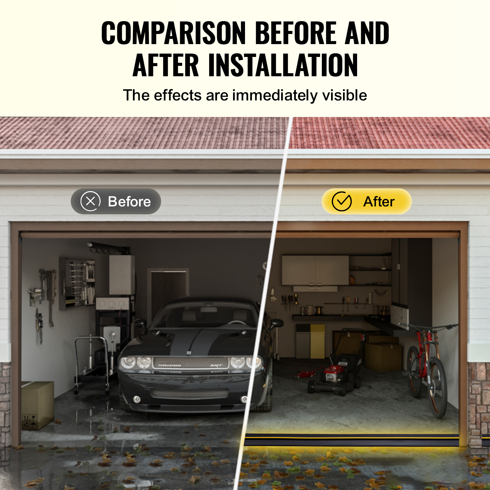 Mophorn Garage Door Threshold Seal Strip - 12 FT Universal Adhesive ...