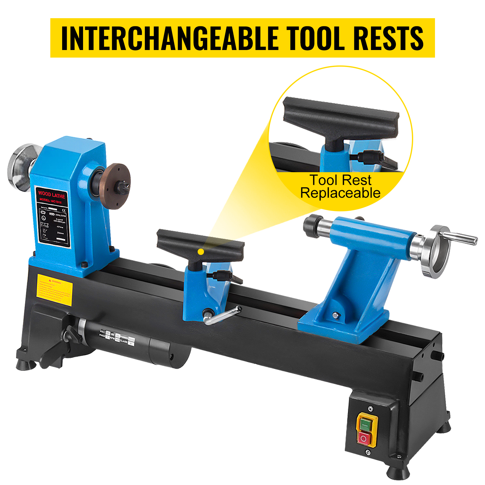 VEVOR Wood Lathe 10 x 18 Inch,Bench Top Heavy Duty Wood Lathe 5 Speed ...