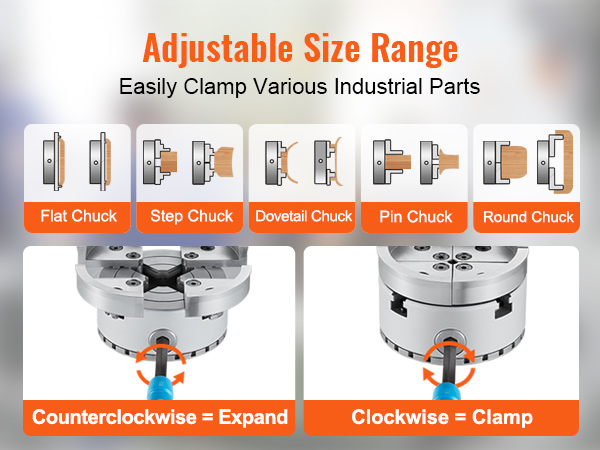 VEVOR KP965 Lathe Chuck, 4-Jaw 3.75" Diameter, Metal Lathe Chuck ...