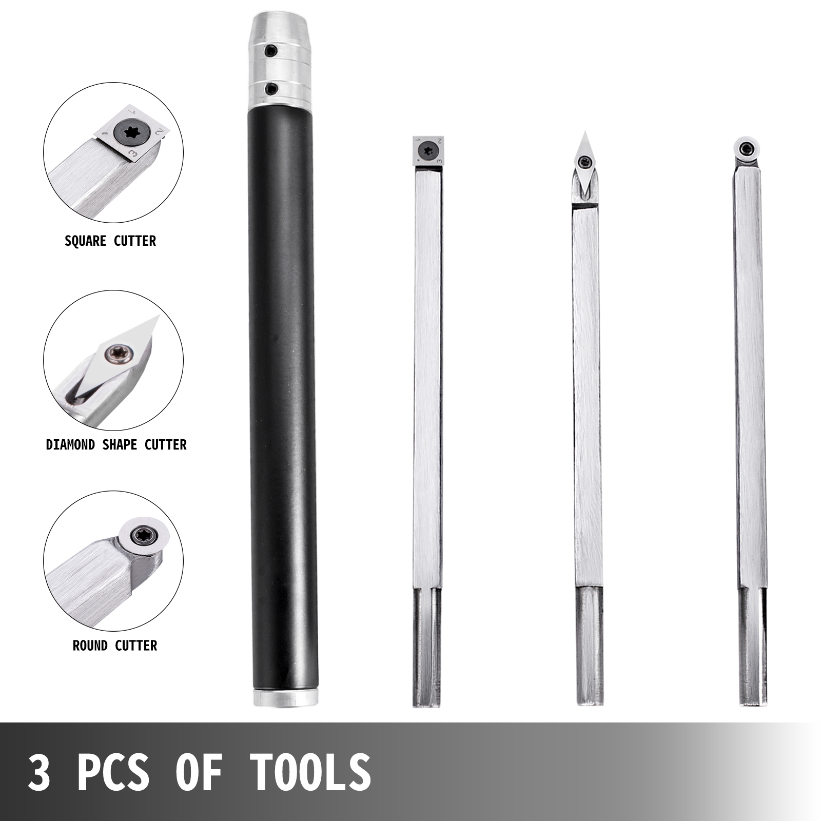 Wood Turning Tools For Lathe Carbide Lathe Tools 3 Pcs Turning Lathe ...