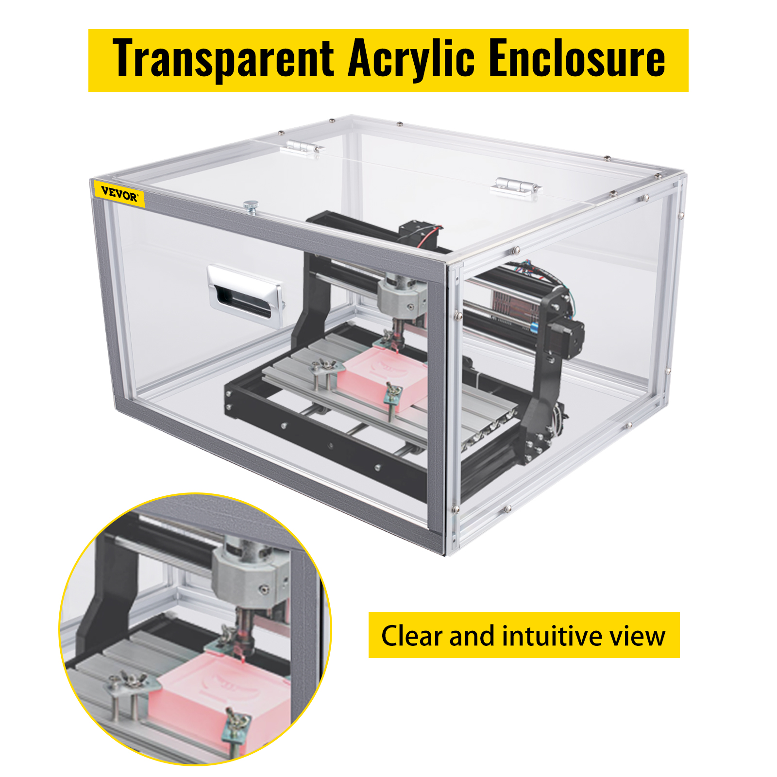 VEVOR Acrylic CNC Enclosure, Desktop Clear Cover, Enhanced Protection ...