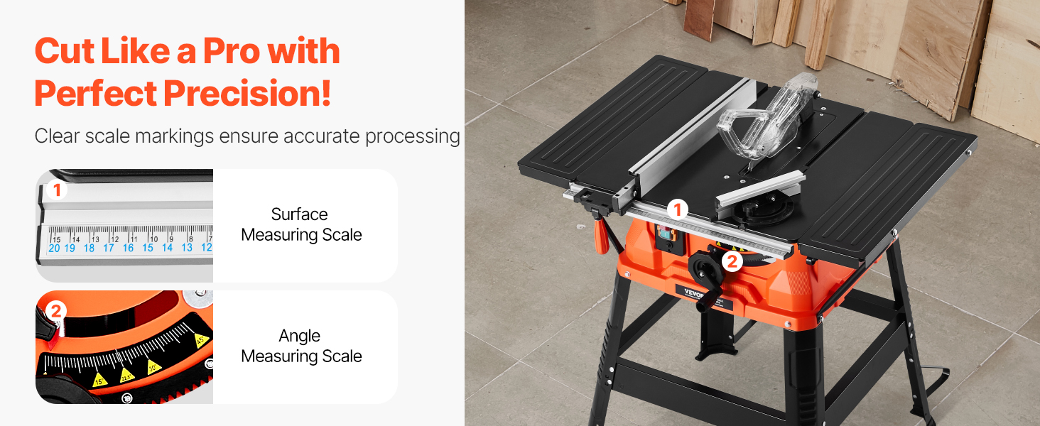 VEVOR bordsag med stativ, 1800 W bærbar kompakt bordsag, 254 MM sagblad ...