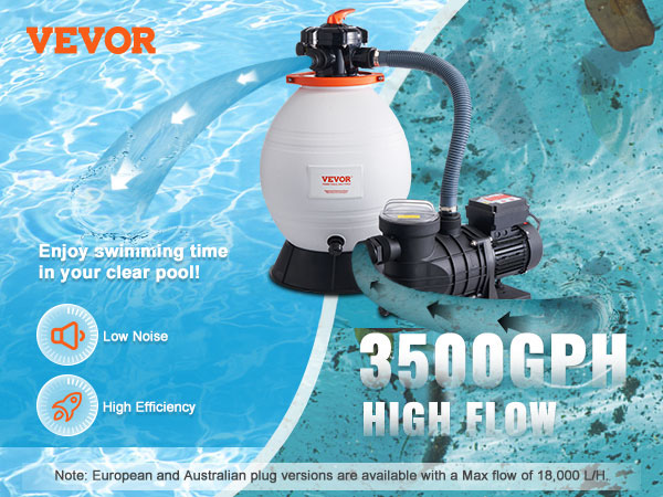 VEVOR Sand Filter Pump for Above Ground Pools, 16-inch, 3500 GPH, 1 HP ...