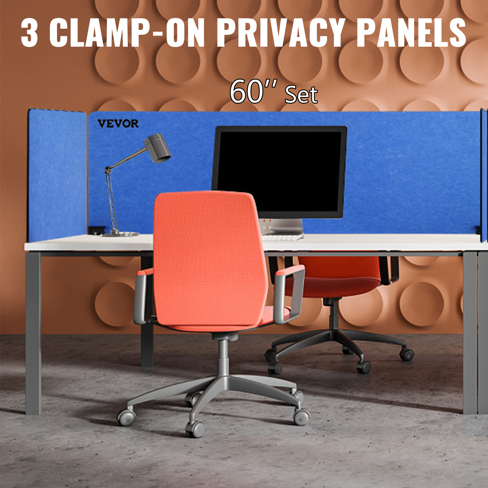 VEVOR Desk Divider 60''X 24''(1) 24''X 24''(2) Desk Privacy Panel 3 ...