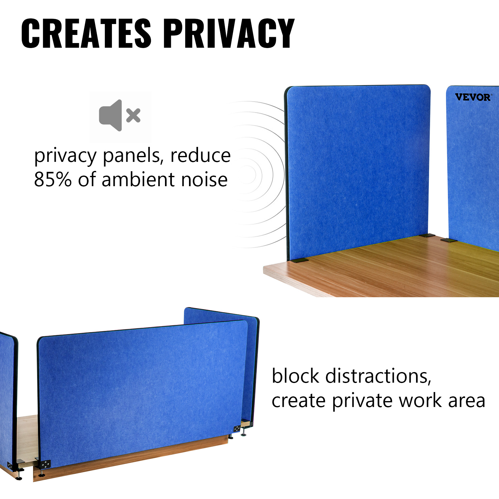 VEVOR Desk Divider 60''X 24''(1) 24''X 24''(2) Desk Privacy Panel 3 ...