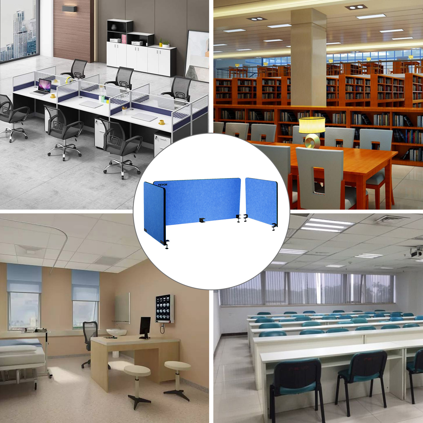 VEVOR Desk Divider 60''X 24''(1) 24''X 24''(2) Desk Privacy Panel 3 ...