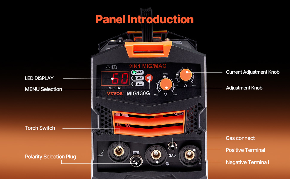 MIG Welder 130Amp Welding Machine 2-in-1 Gas MIG/Gasless Flux Core MIG ...