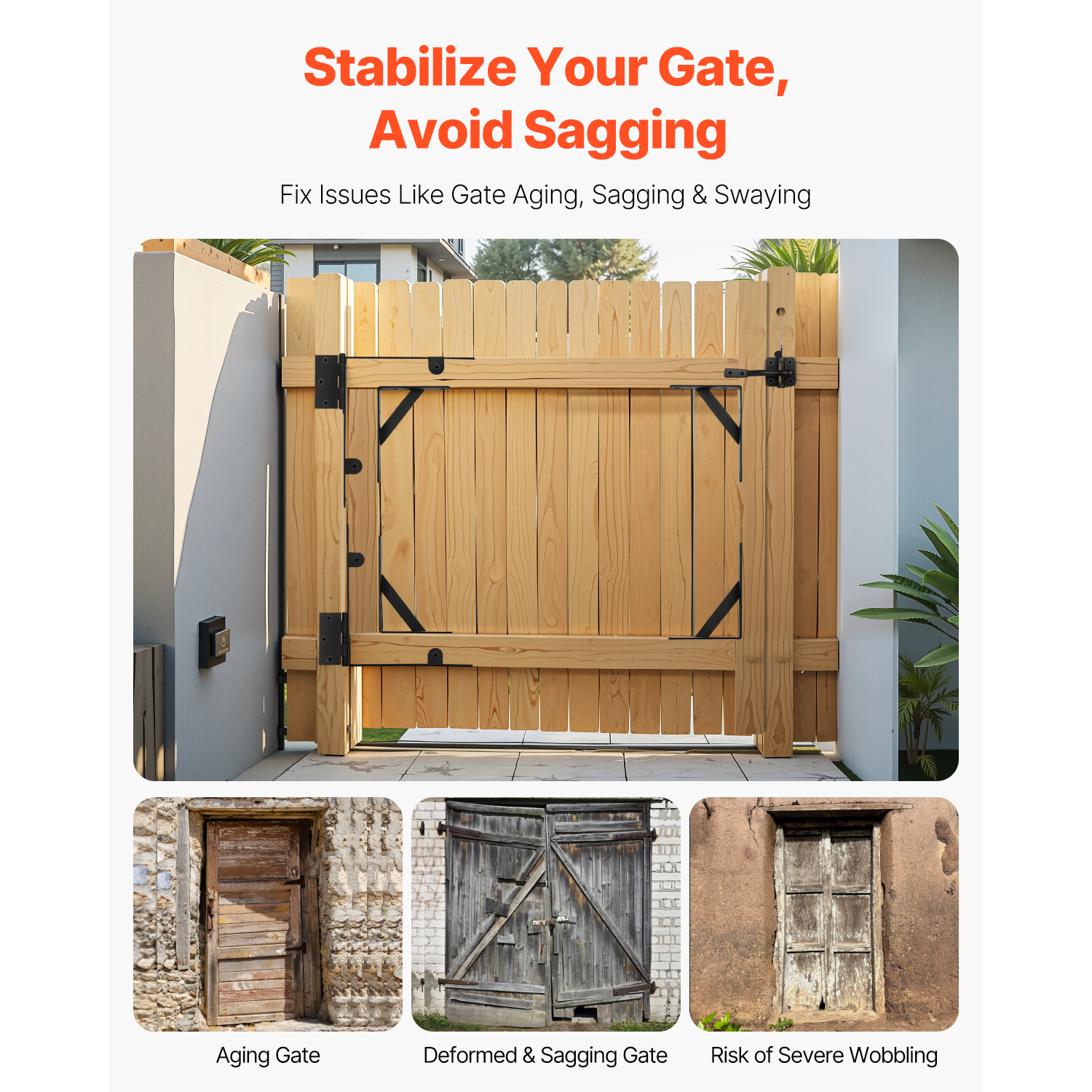 Mophorn Gate Corner Brace Bracket, Anti-Sag Frame Hardware Kit with ...