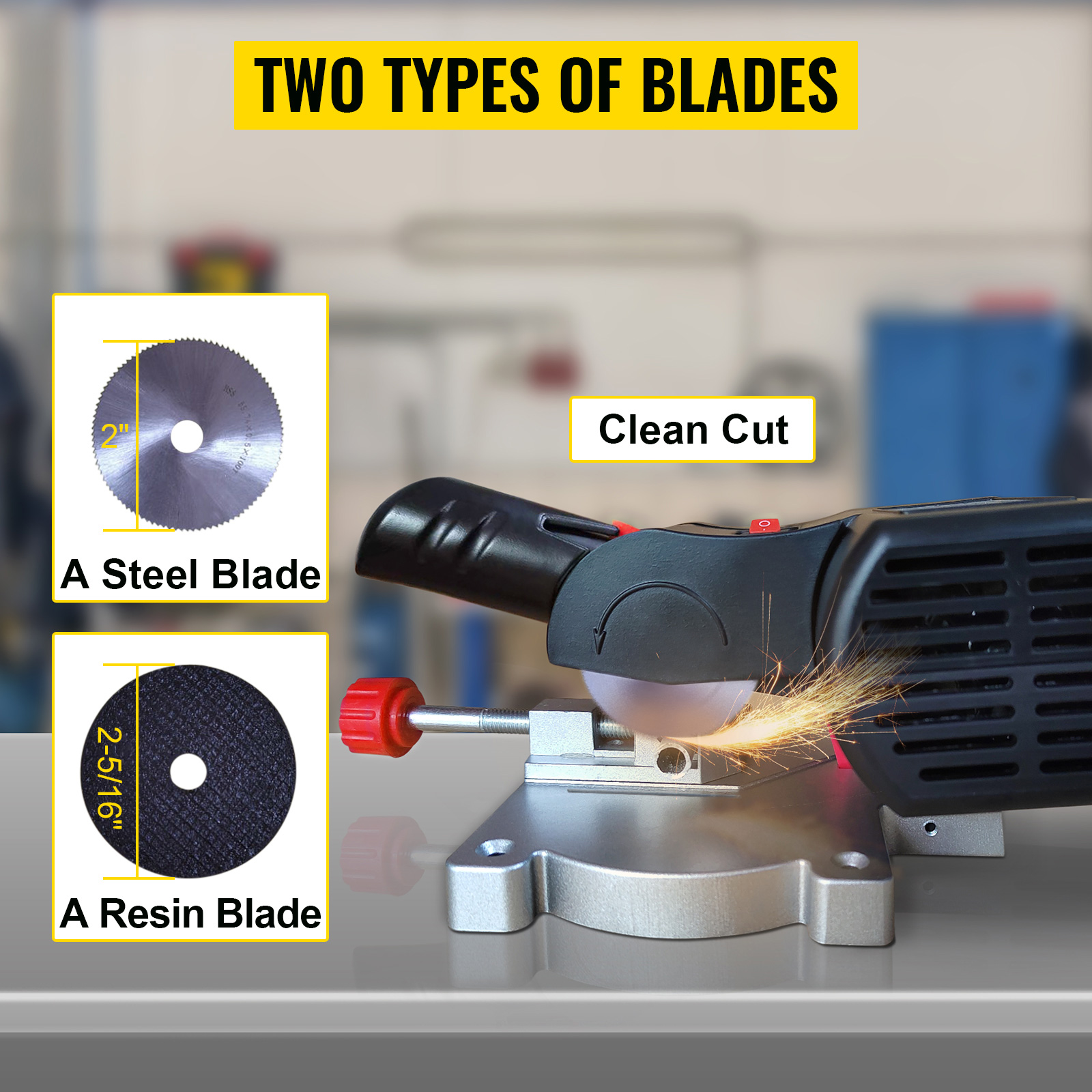 VEVOR Mini Miter Cut-off Chop Saw, Two 2-5/16" Blade of Steel and Resin ...