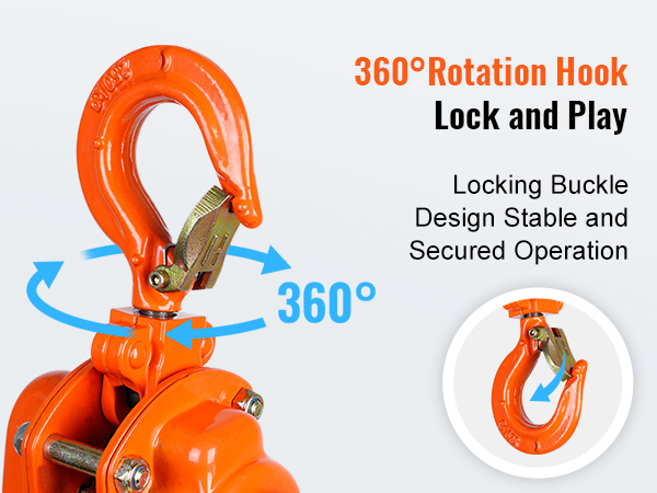 VEVOR Manual Lever Chain Hoist, 1/2 Ton 1100 lbs Capacity 5 FT Come ...