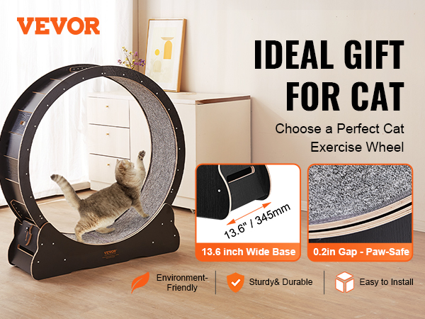 VEVOR Cat Exercise Wheel, Large Cat Treadmill Wheel for Indoor Cats, 43 ...