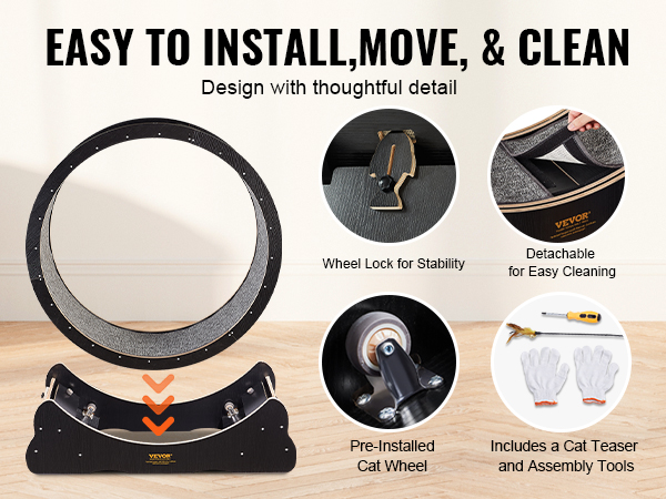 VEVOR Cat Exercise Wheel, Large Cat Treadmill Wheel for Indoor Cats, 43 ...