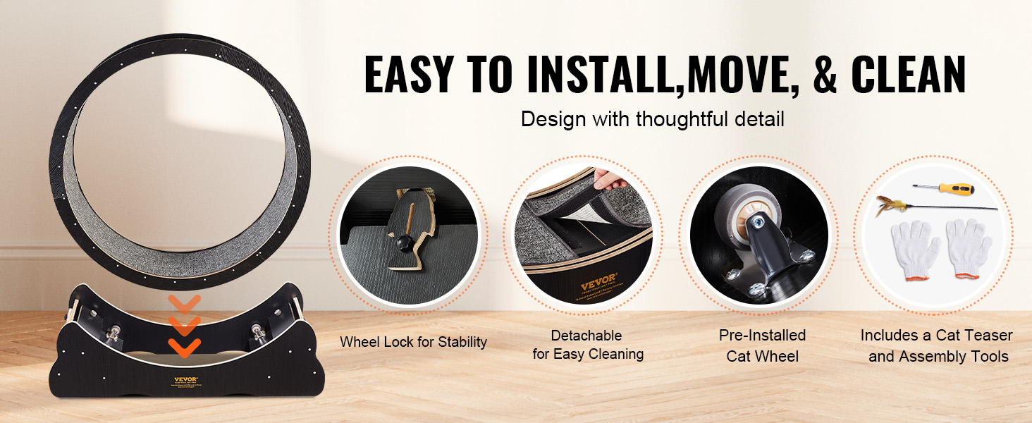 VEVOR Cat Exercise Wheel, Large Cat Treadmill Wheel for Indoor Cats, 43 ...