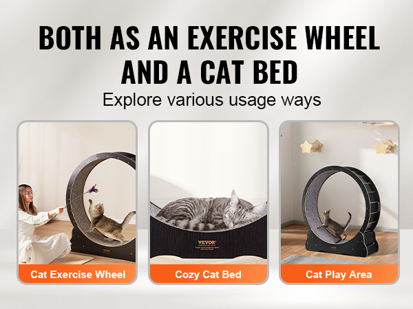 VEVOR Cat Exercise Wheel, Large Cat Treadmill Wheel for Indoor Cats, 43 ...
