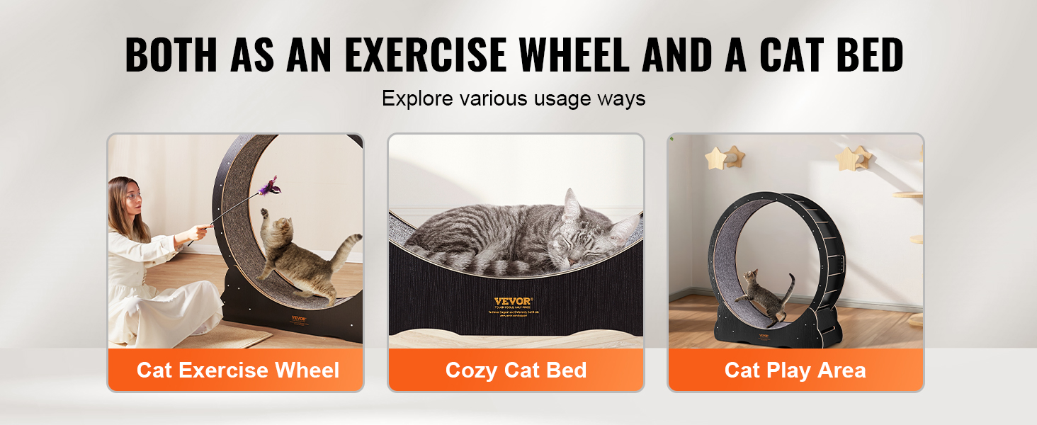 VEVOR Cat Exercise Wheel, Large Cat Treadmill Wheel for Indoor Cats, 43 ...
