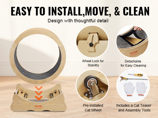 VEVOR Cat Exercise Wheel, Large Cat Treadmill Wheel for Indoor Cats, 52 ...