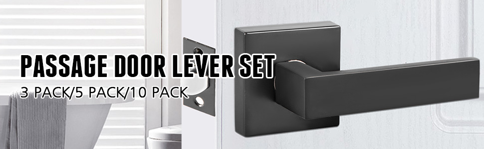 VEVOR Passage Door Lever 5 Pack Passage Door Handle Matte Black Lever ...