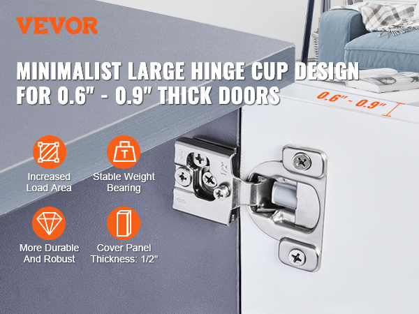 VEVOR Cabinet Door Hinges 30 Packs Partial Overlay Soft Close for ...