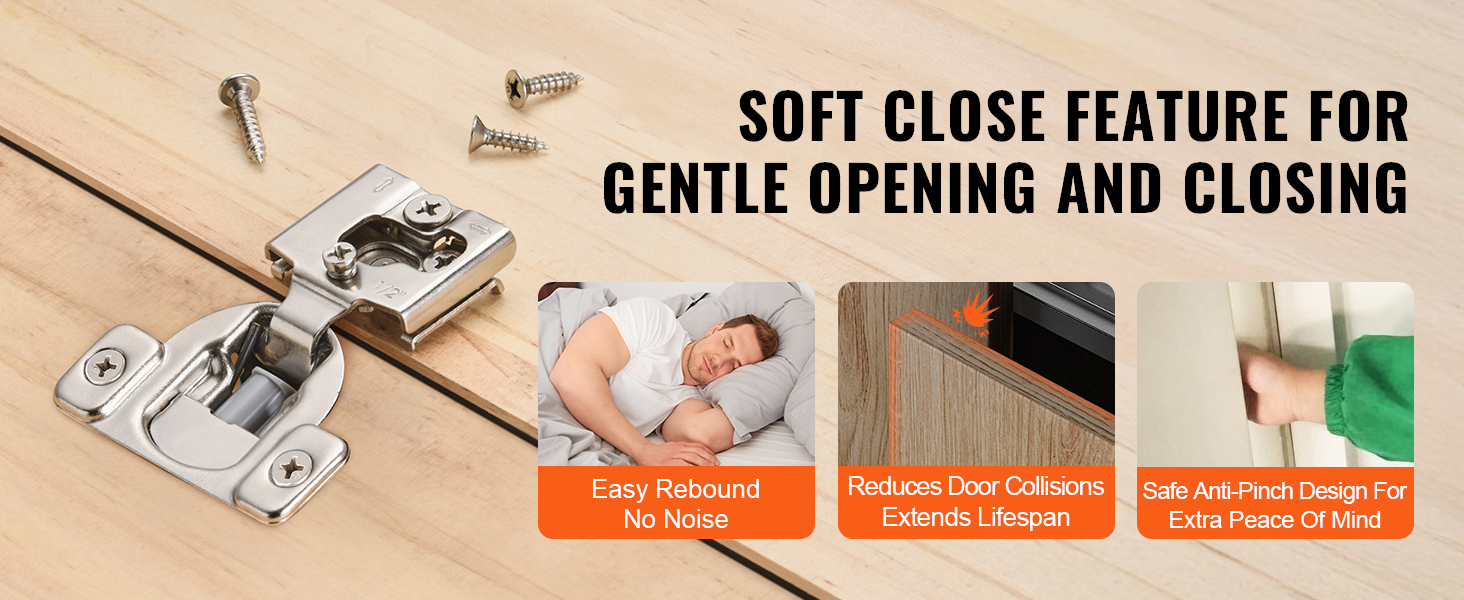 VEVOR Cabinet Door Hinges 40 Packs Partial Overlay Soft Close for ...