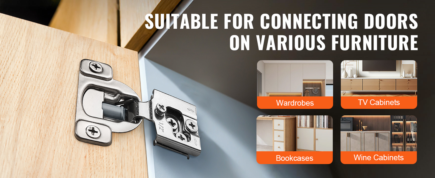 VEVOR Cabinet Door Hinges 40 Packs Partial Overlay Soft Close for ...