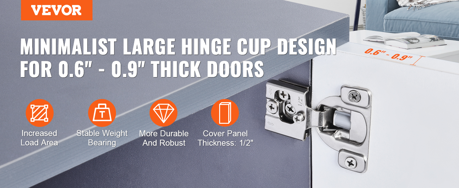 VEVOR Cabinet Door Hinges 60 Packs Partial Overlay Soft Close for ...