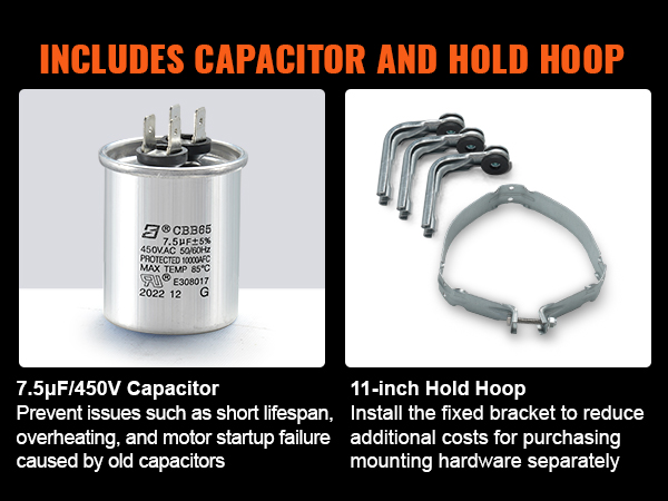 VEVOR 1/2HP Furnace Blower Motor, 208/230V 2.7Amps, 1075RPM 5 Speeds ...