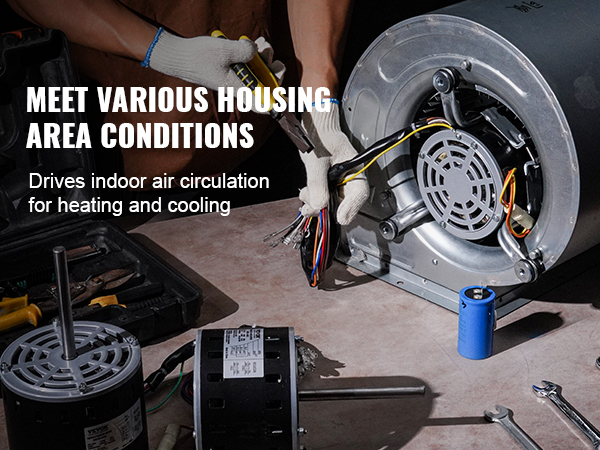 VEVOR 1/2HP Furnace Blower Motor, 208/230V 2.7Amps, 1075RPM 5 Speeds ...