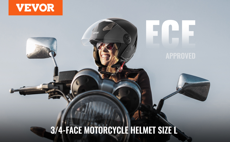 VEVOR 3/4-Face Motorcycle Helmet Motocross Helmet with Bluetooth Slot ...