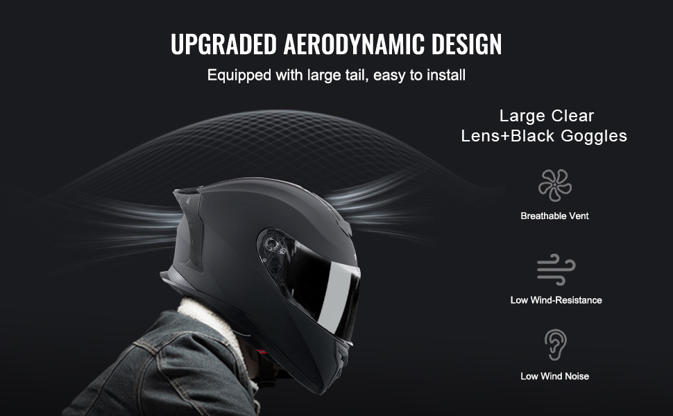 VEVOR Full Face Motorcycle Helmet Motocross Helmet with Bluetooth Slot ...