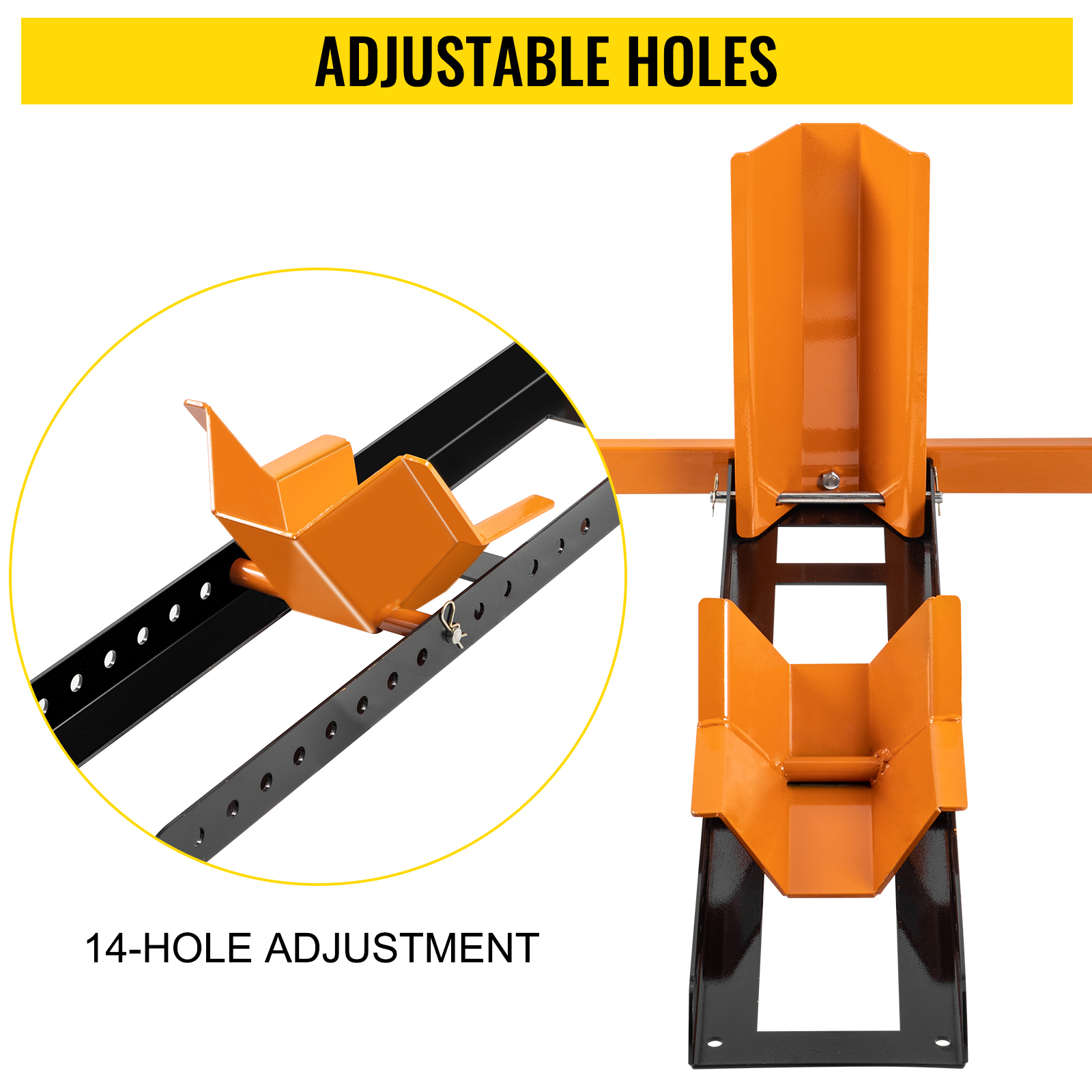 VEVOR Adjustable Motorcycle Wheel Chock 1800 lbs Orange & Black Upright ...