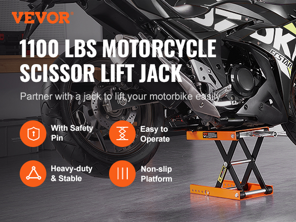 Motorcycle Lift Jack VEVOR 1100 LBS Motorcycle Scissor Lift Jack ...