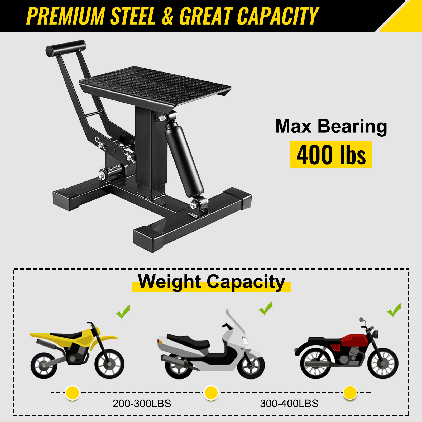 VEVOR Motorcycle Dirt Bike Lift Stand, 882 Lbs Heavy Duty Motorcycle ...