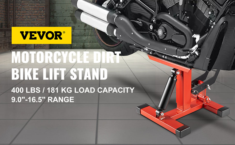 VEVOR Motorcycle Dirt Bike Lift Stand, 400 Lbs Heavy Duty Motorcycle Lift Repair Stand, 9.0"-16. ...