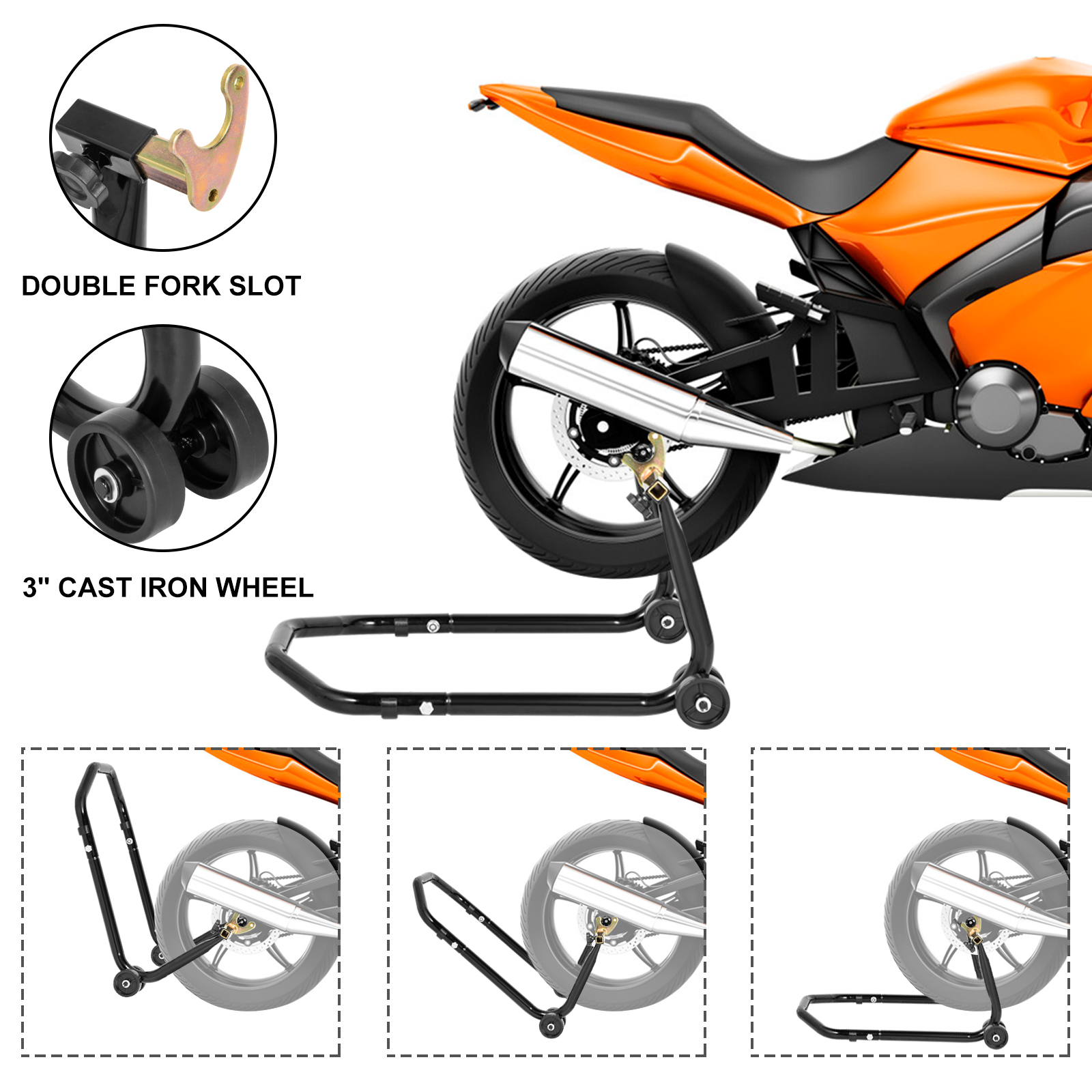 Vevor Lève Roue Arrière Réglable Béquille D'atelier Roue 76mm Lève Moto ...