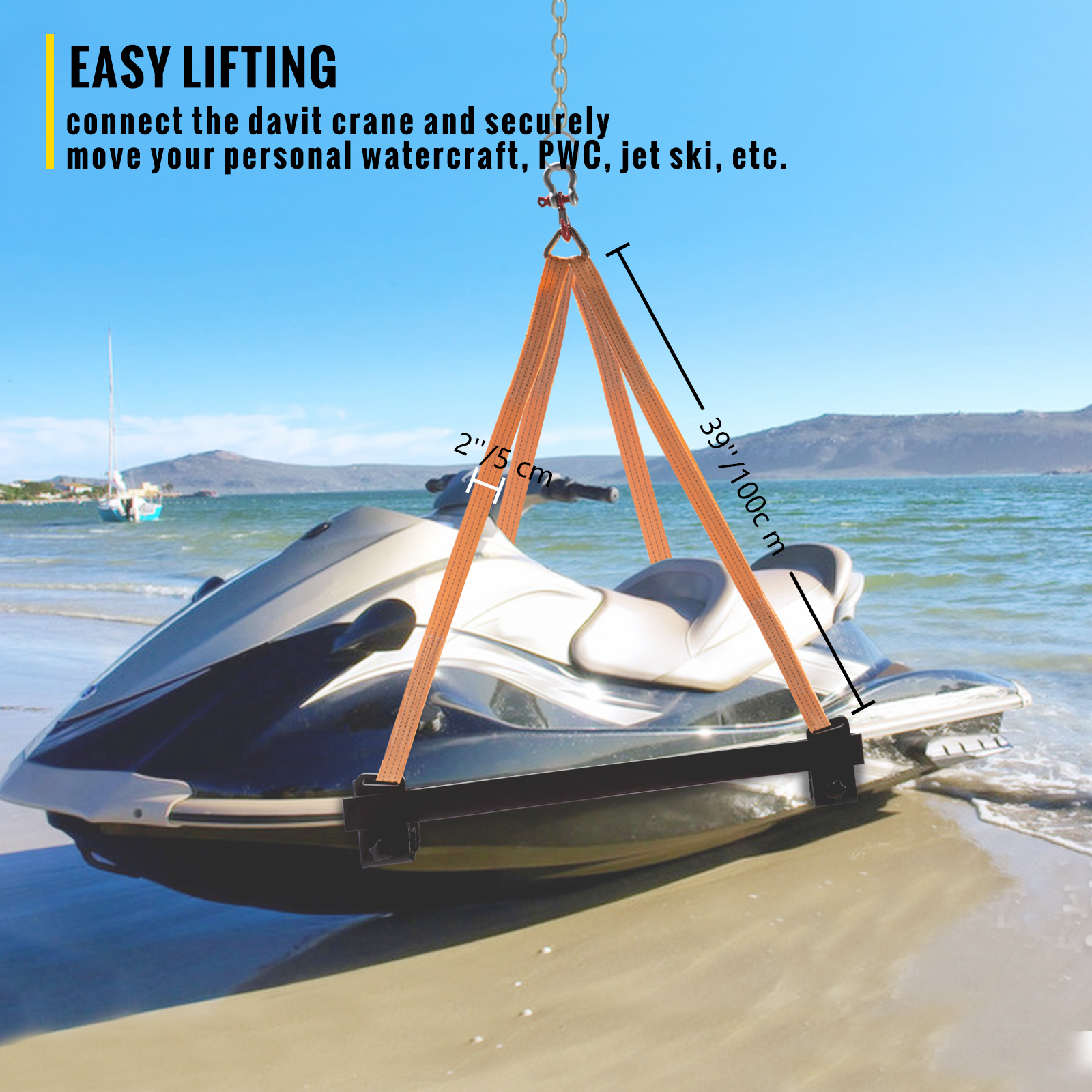 VEVOR Watercraft Lift Sling 1000lbs Capacity Jet Ski Lift Sling 39 VEVOR Watercraft Lift Sling 1000lbs Capacity Jet Ski Lift Sling 39
