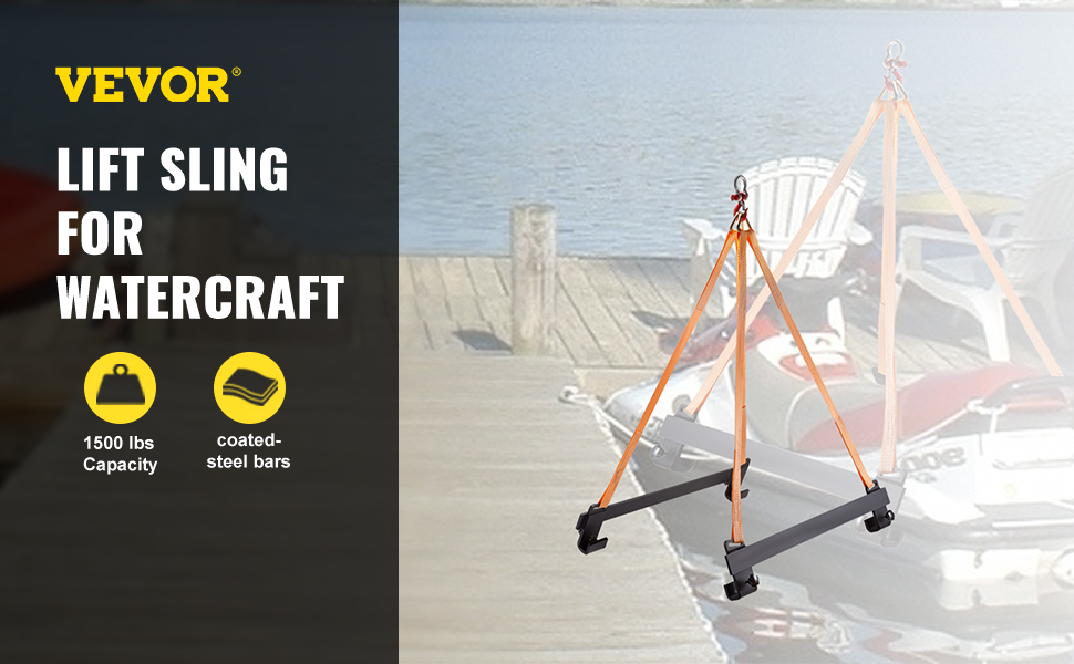 VEVOR Watercraft Lift Sling, 1500lbs Capacity Jet Ski Lift Sling, 39 ...