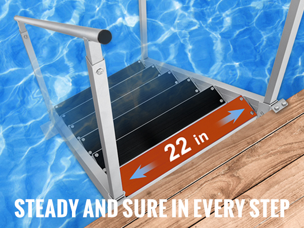 VEVOR Dock Ladder, 43''-51'' Adjustable Height, 500 lbs Load Capacity ...