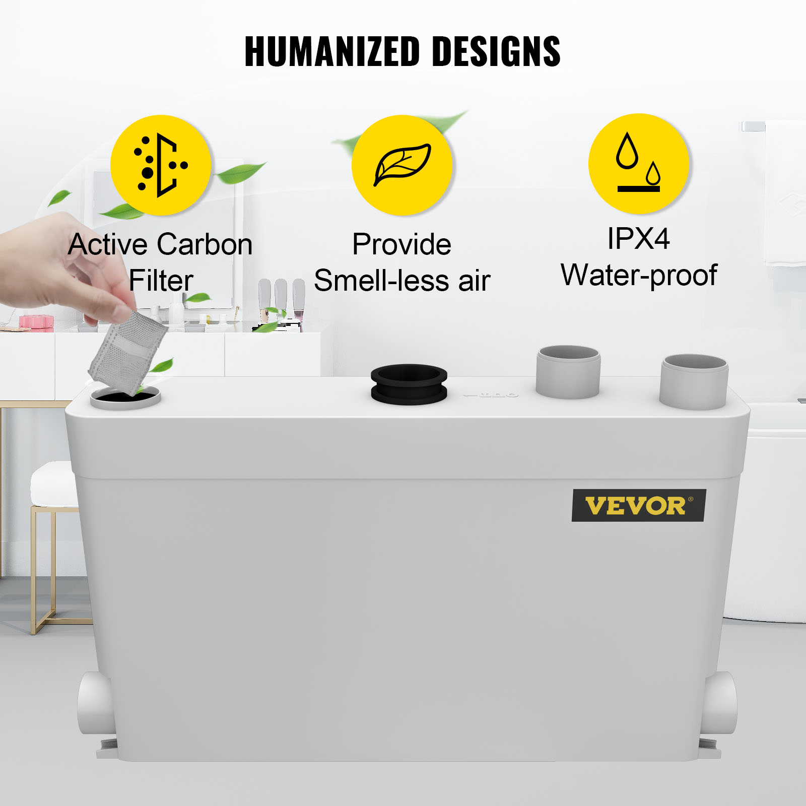 VEVOR 400W Sewerage Macerator Pump for Basement, Kitchen, Sink, Shower ...