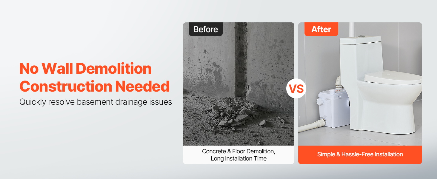 VEVOR 1200 W Bomba Trituradora para Inodoro con 4 Entradas de Agua ...