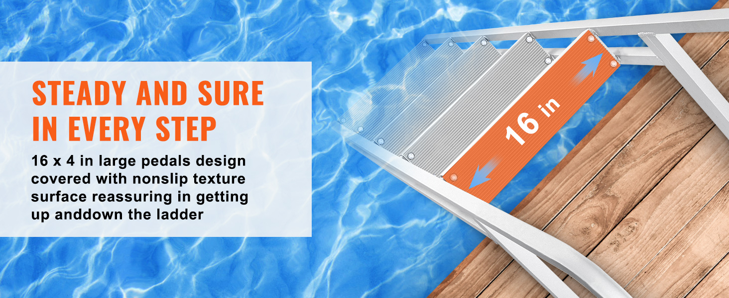 VEVOR Dock Ladder, Removable 5 Steps, 350 lbs Load Capacity, Aluminum ...