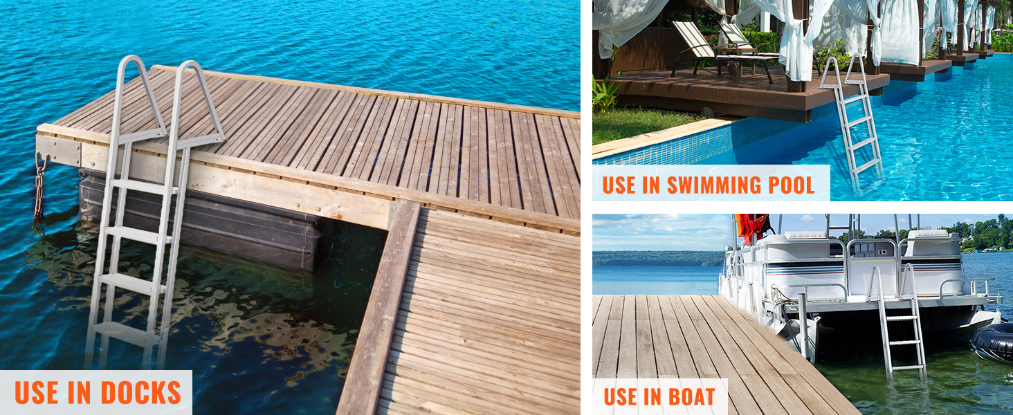 VEVOR Dock Ladder, Removable 5 Steps, 350 lbs Load Capacity, Aluminum ...