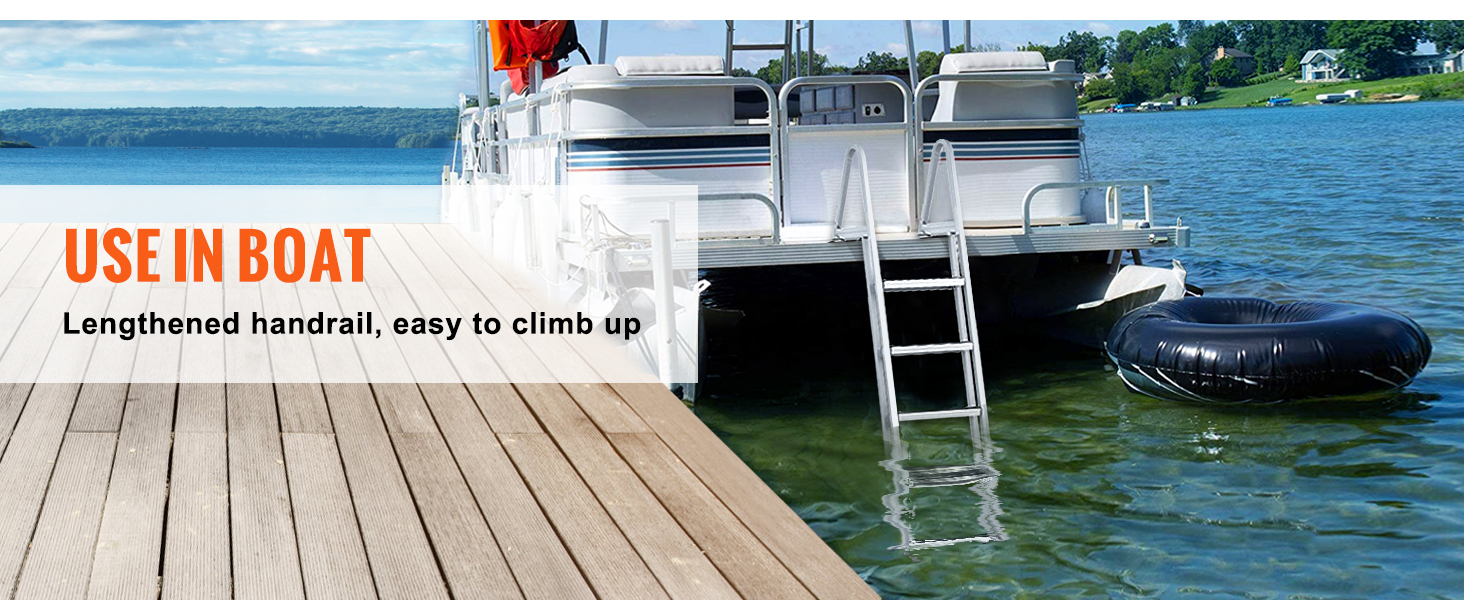 VEVOR Dock Ladder, Removable 5 Steps, 350 lbs Load Capacity, Aluminum ...