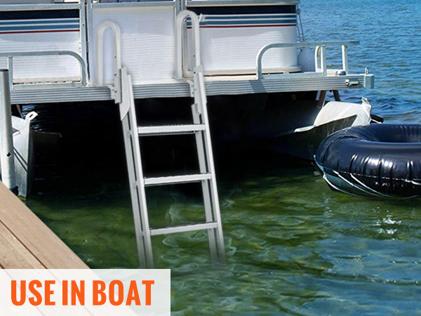 VEVOR Dock Ladder Flip Up 4 Steps, 350lbs Load Capacity, Aluminum ...