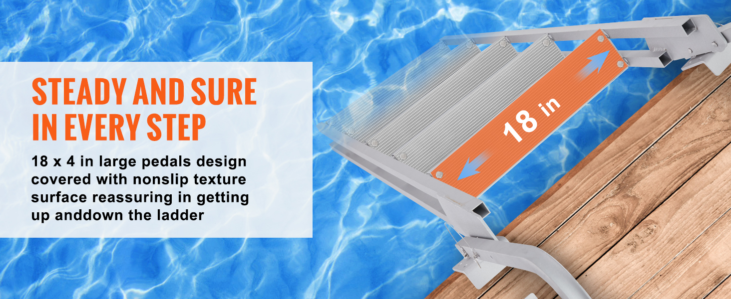 VEVOR Aluminum Dock Ladder Flip-Up Boat Dock Ladder 5 Steps with 350lbs ...