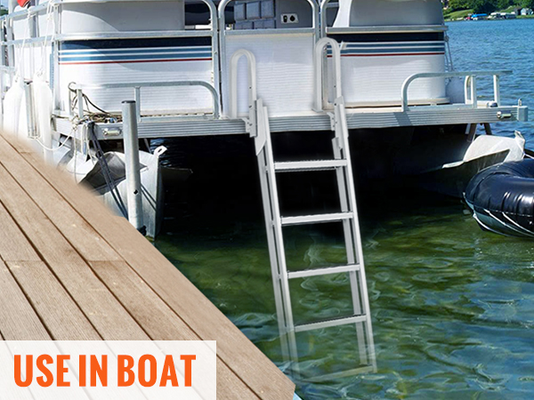 VEVOR Dock Ladder Flip Up 5 Steps, 350lbs Load Capacity, Aluminum ...