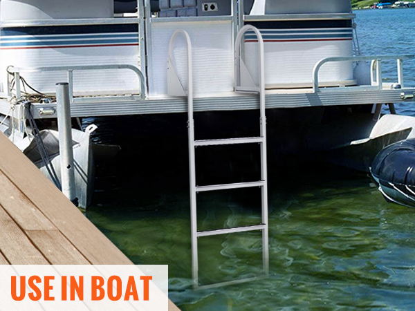 VEVOR Dock Ladder, Flip-Up 4 Steps, 159 kg Load Capacity, Aluminum ...