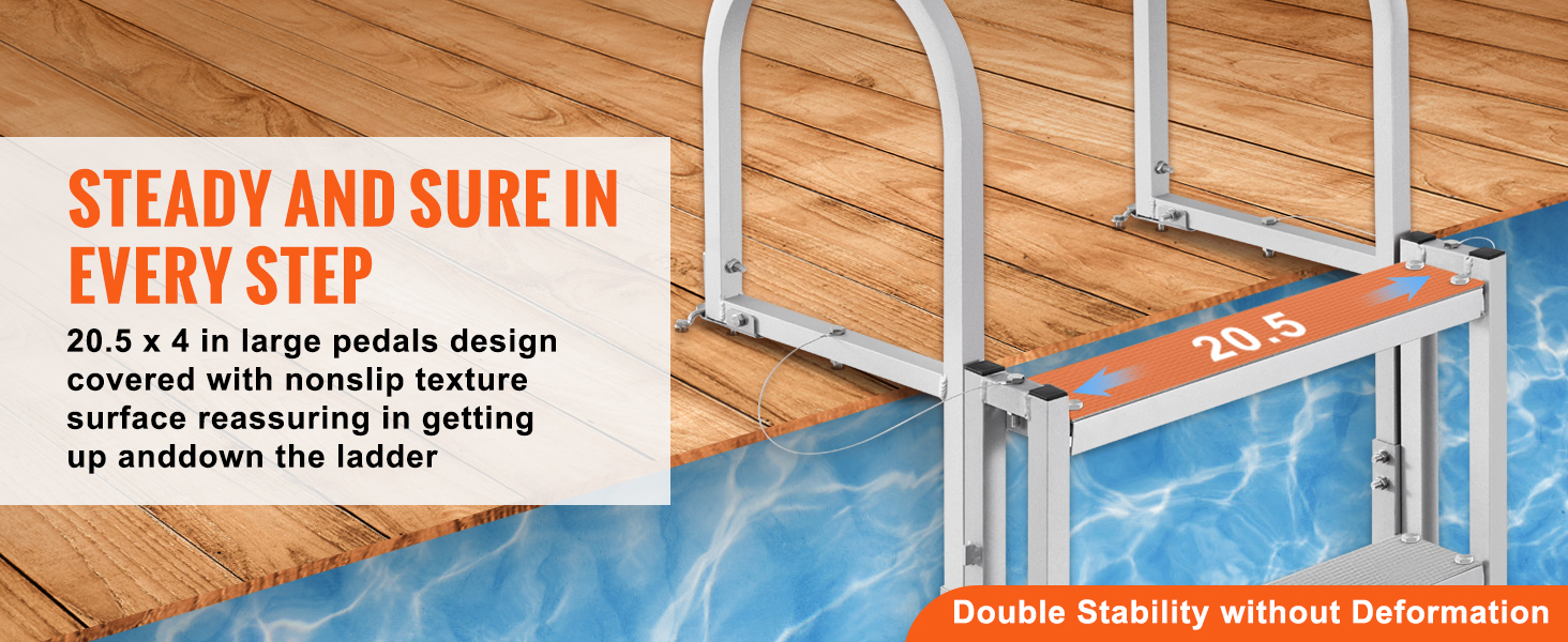 VEVOR Dock Ladder, Retractable 5 Steps, 350 lbs Load Capacity, Aluminum ...