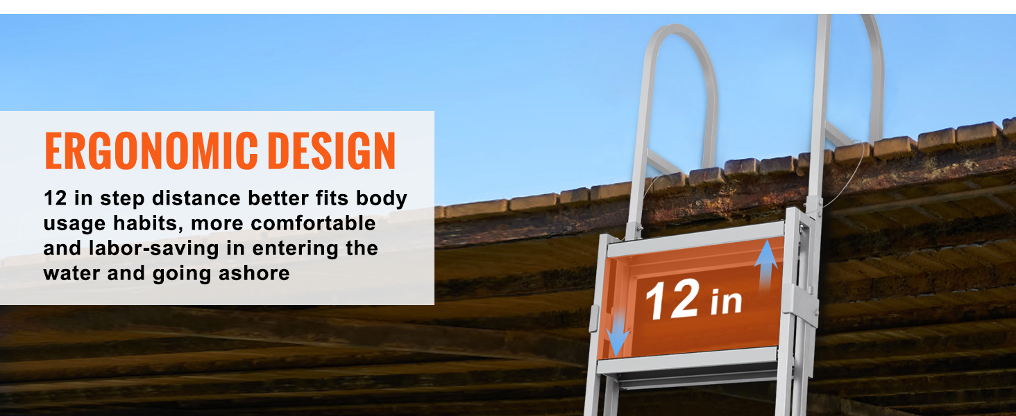 VEVOR Dock Ladder, Retractable 5 Steps, 350 lbs Load Capacity, Aluminum ...