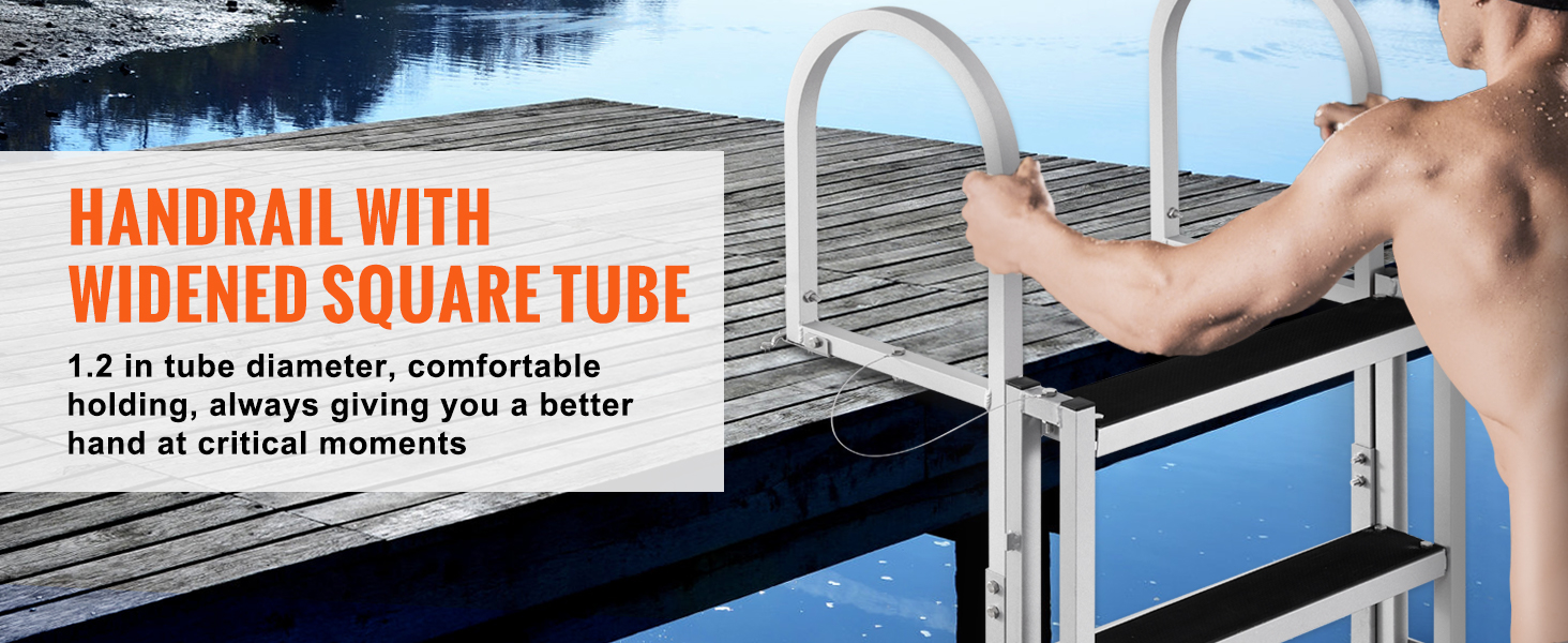 VEVOR Dock Ladder, Retractable 5 Steps, 350 lbs Load Capacity, Aluminum ...